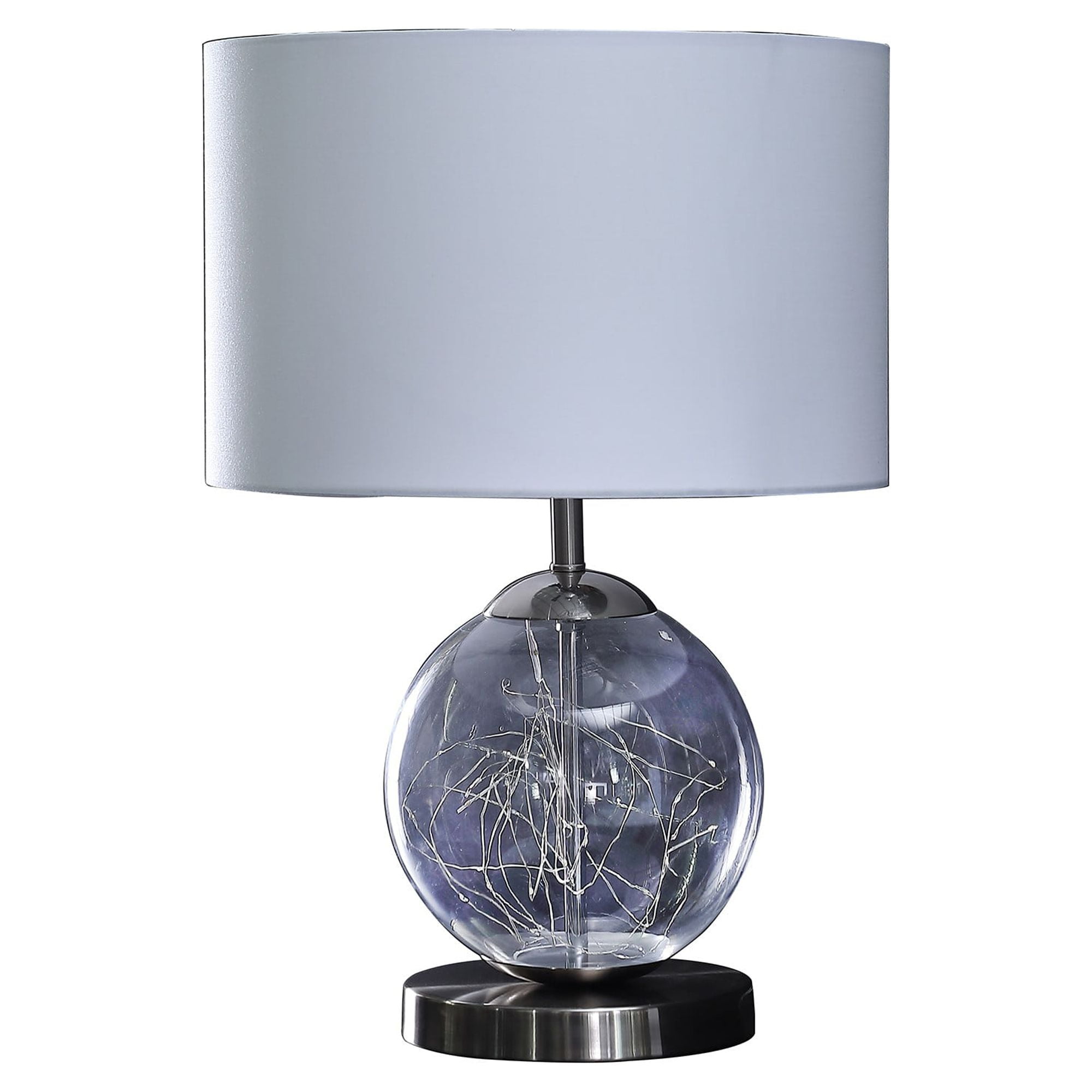 21" Translucent Glass Globe LED Table Lamp With White Drum Shade ...