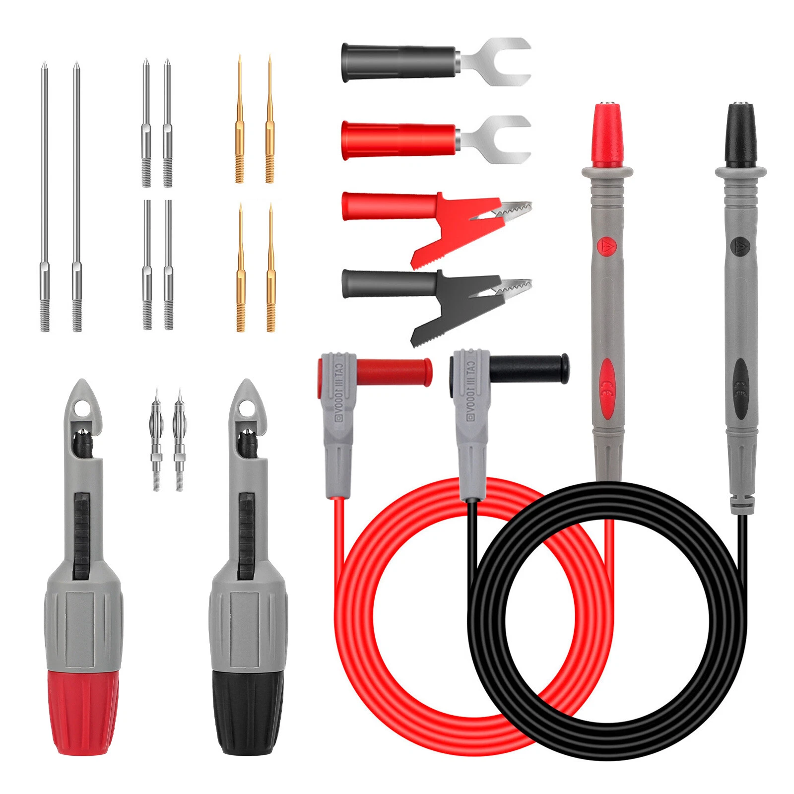 21 X Multimeter Test Lead Kit Electrical Alligator Clip Banana Plug ...