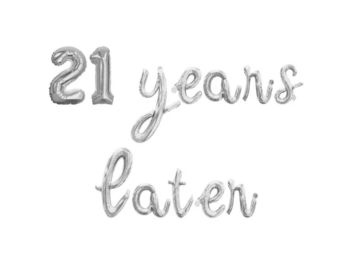 21 YEARS LATER Cursive Letter Balloon Banner - 21st Birthday Party ...