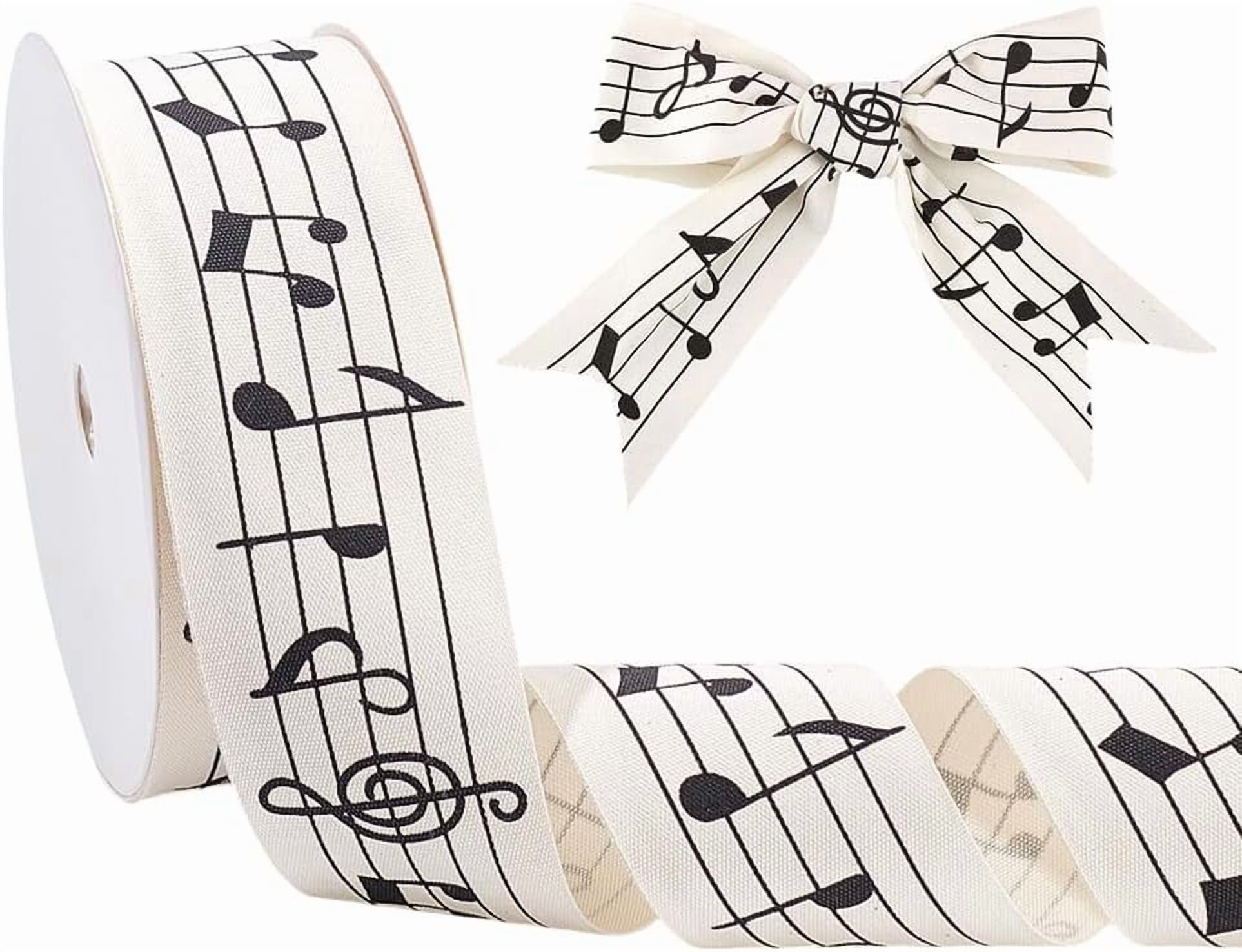 21 Yards Music Note Ribbon 1.5 inch Black White Music Ribbon Cut Out ...