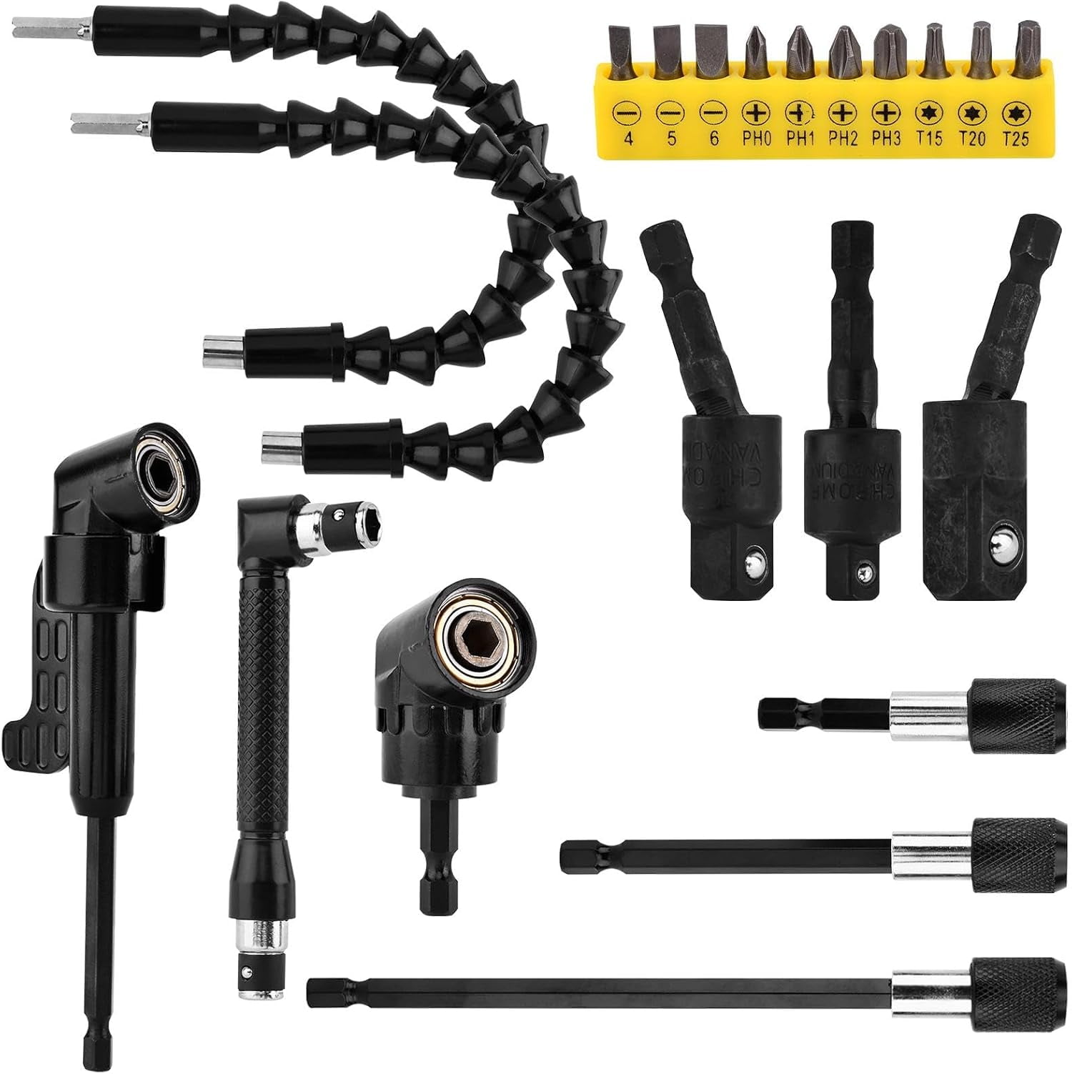21 count Right Angle Drill Attachment Set Include 2 count Flexible ...