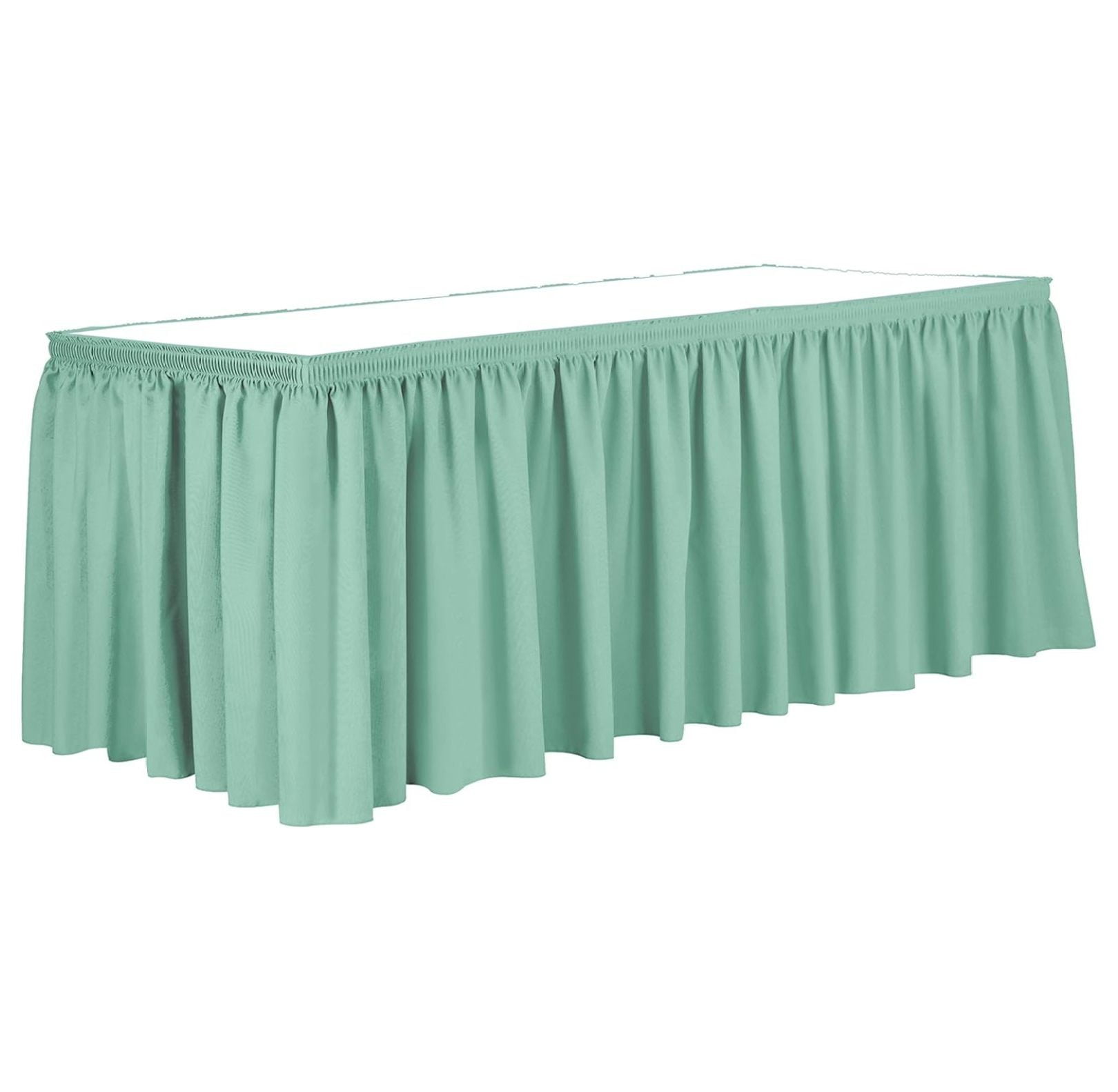 21 Ft Shirred Pleat Polyester Table Skirt 36 Counter Serving Height Mint Light Green