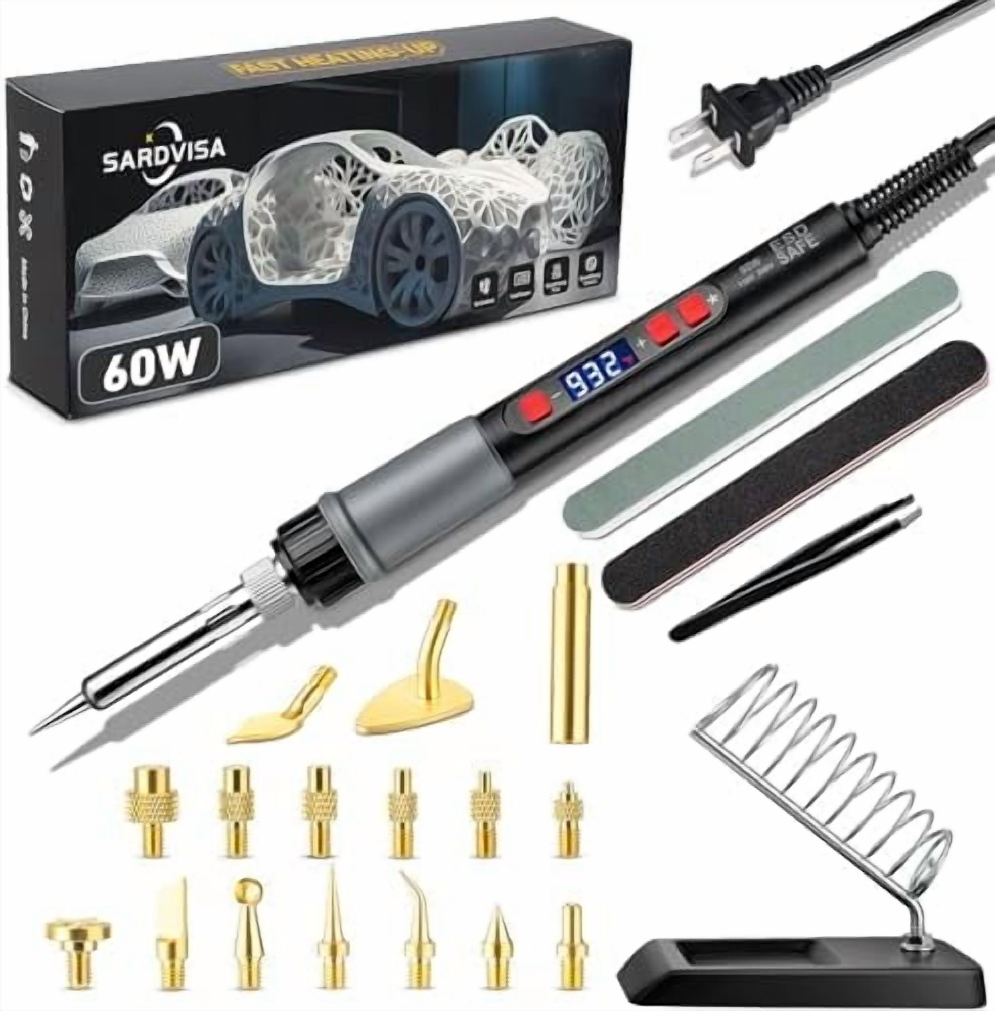 21 in-1 3D Printer Tool Kit, 60W LCD Digital Adjustable Soldering Iron ...