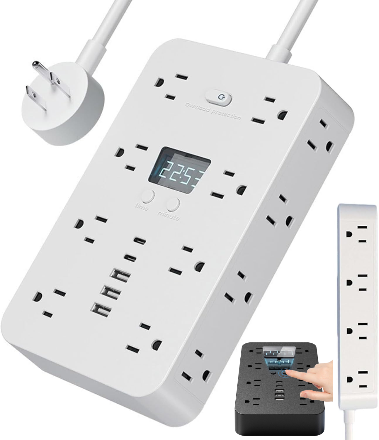21-in-1 Power Strip with Switch & Surge Protection, 5/10Ft Cord - 16 AC ...