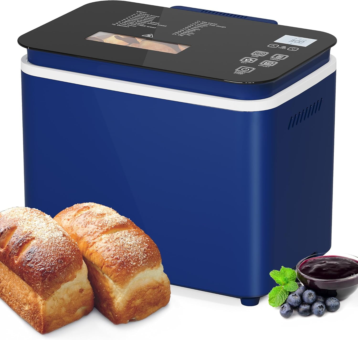 21-in-1 Programmable Bread Machine, 2.2LB Break Maker with Nonstick Pan ...