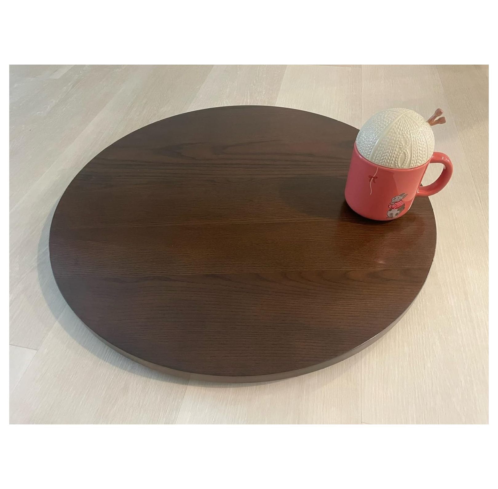 21-in Diameter Brown Wood Rotating Turntable Big Lazy Susan - 360 ...