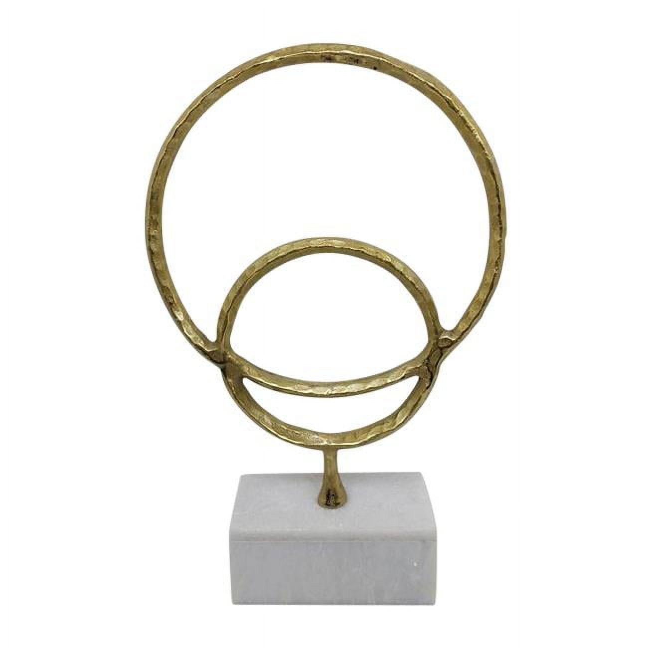 21 in. Double Ring Metal & Marble Accent Sculptures, Gold - Walmart.com