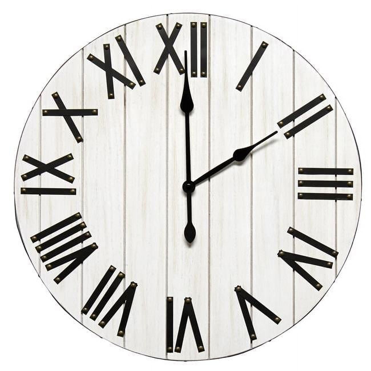 21 in. Handsome Rustic Farmhouse Wood Wall Clock, White Wash - Walmart.com