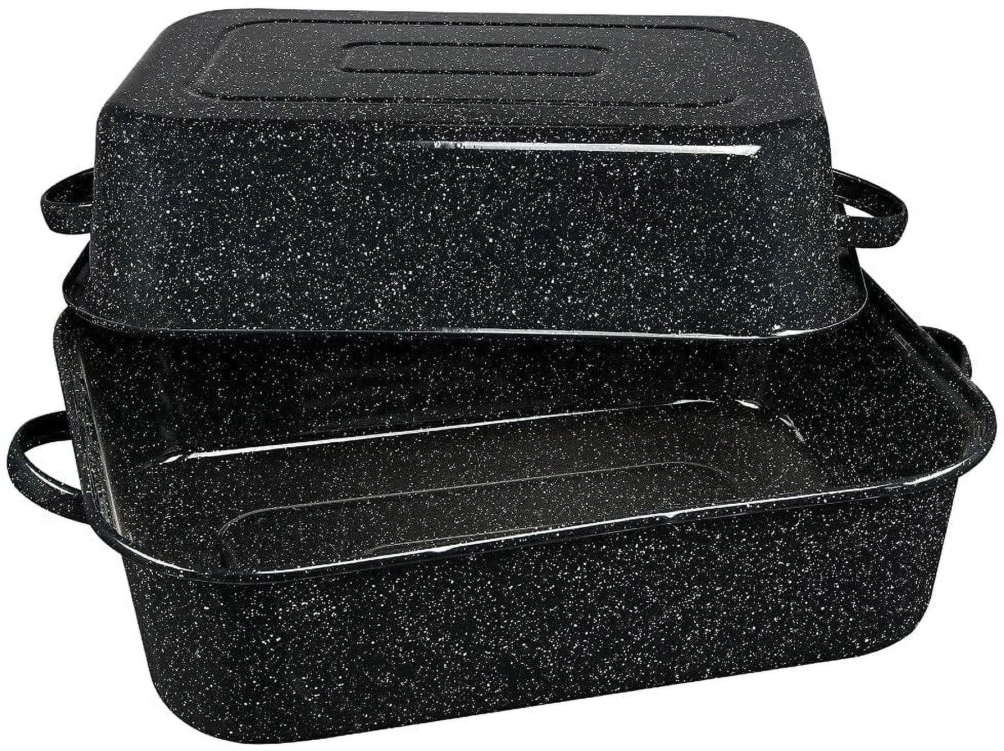21 in Oven Rectangular Roaster with lid. (Speckled Black ...
