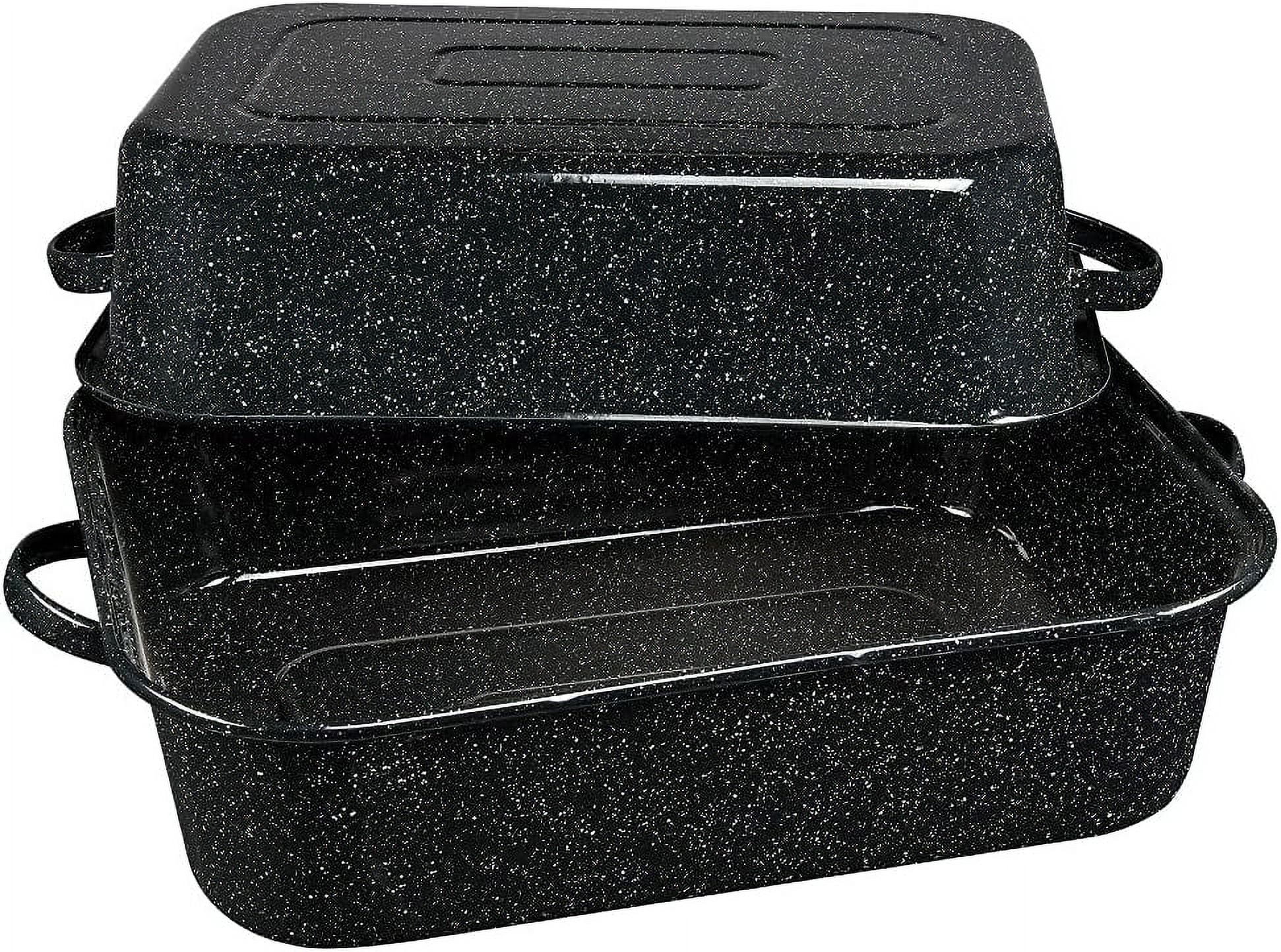 21 in Oven Rectangular Roaster with lid. (Speckled Black ...