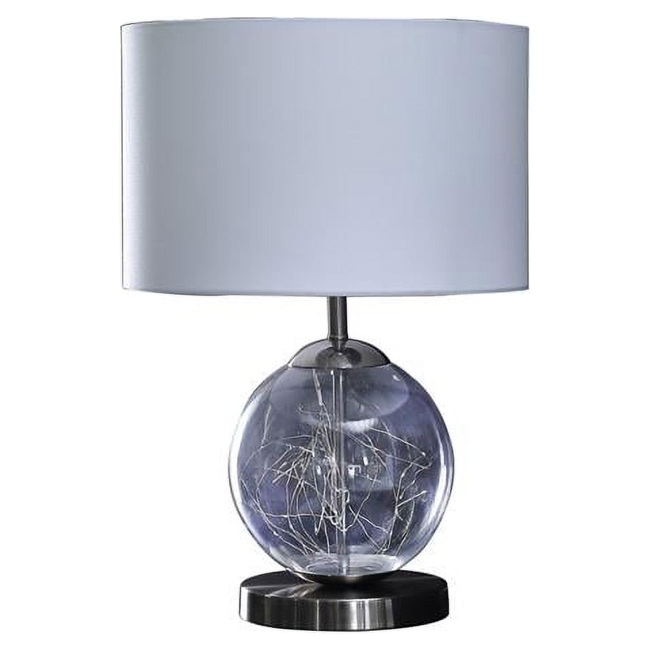 21 in. Translucent Glass Globe LED Table Lamp with White Drum Shade ...