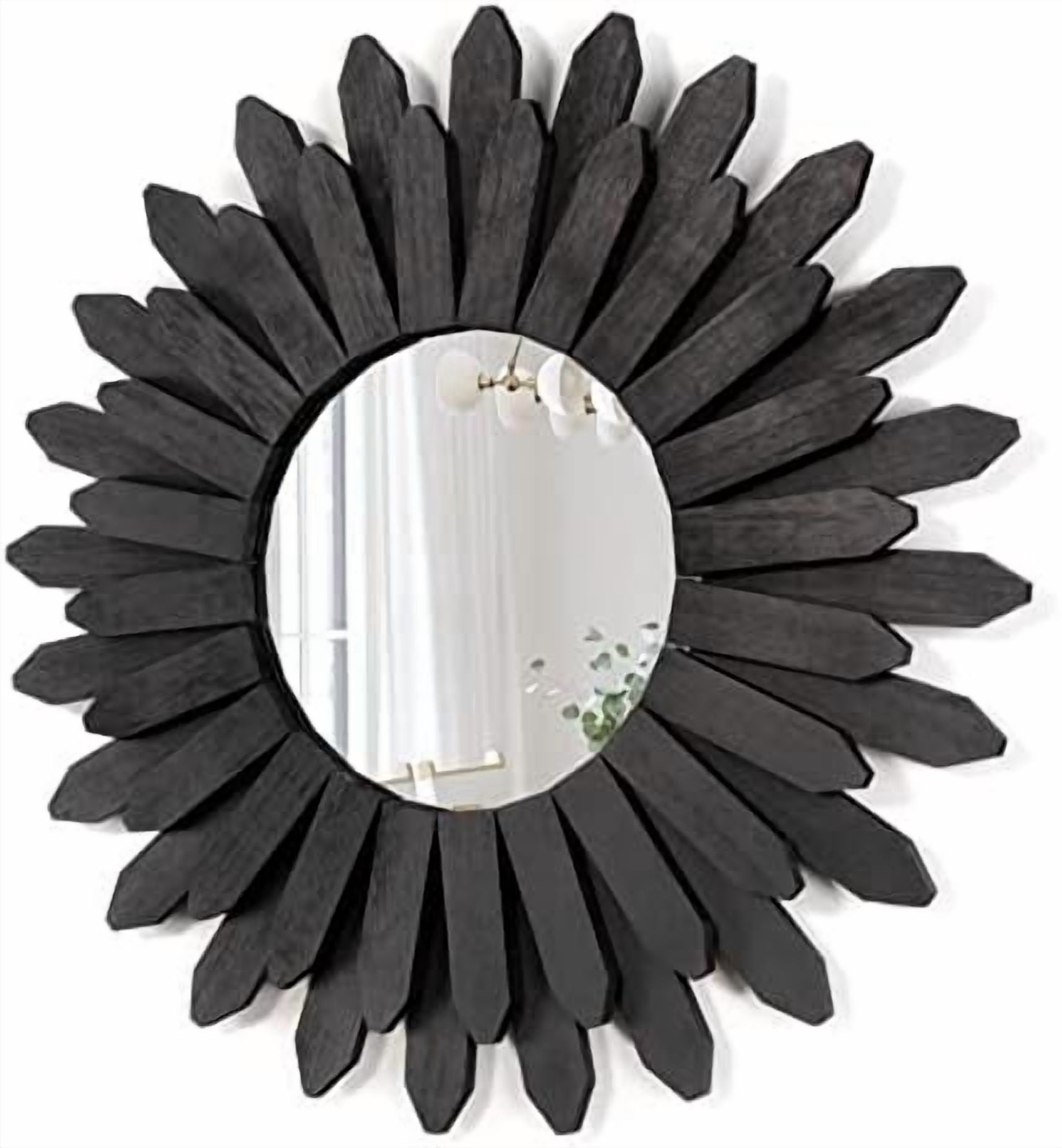 21 inch Black Wall Decor Vintage Mirror, Boho Style, Wooden Frame, Easy ...