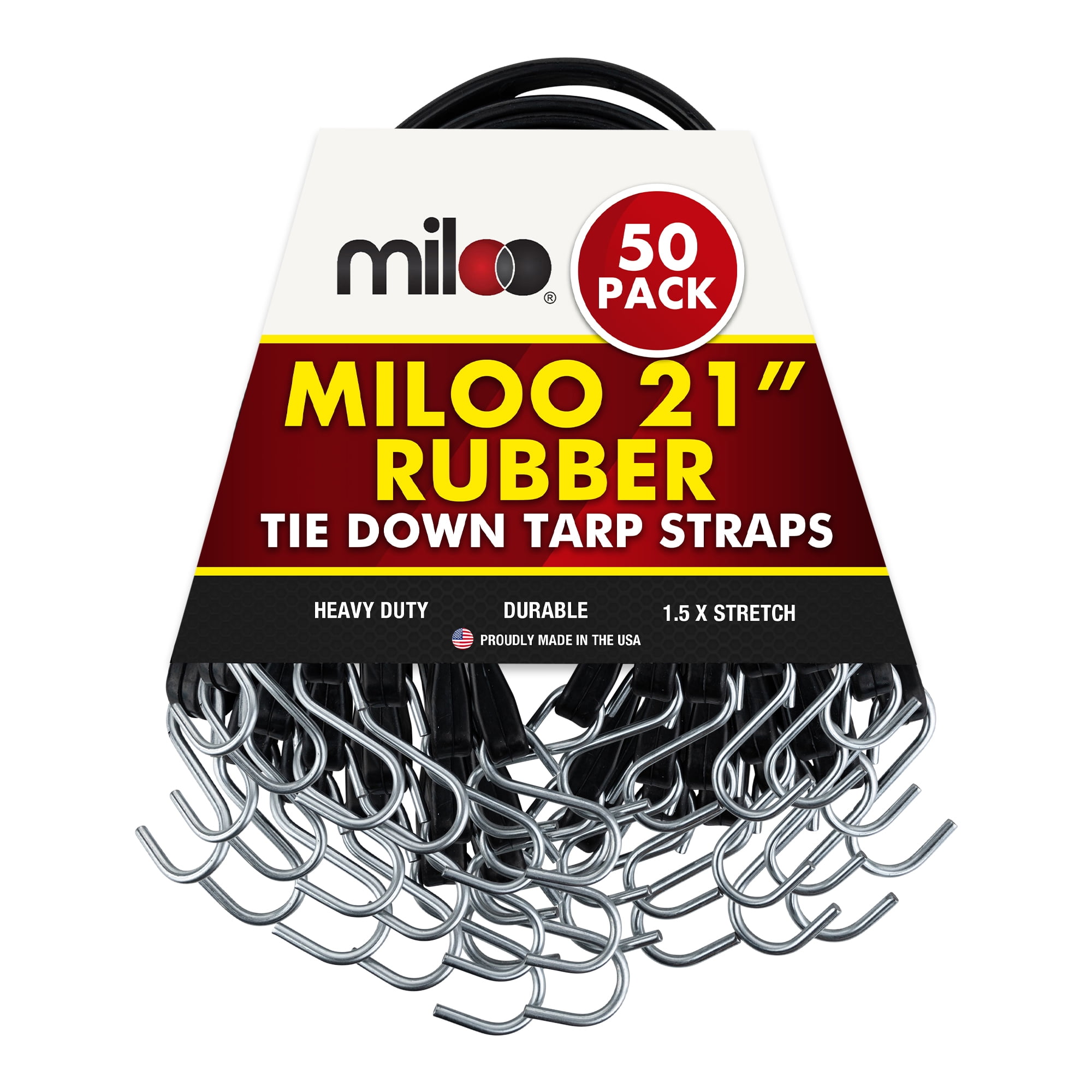 21 inch EPDM Rubber Bungee Cords with Crimped Hooks Tarp Straps for ...