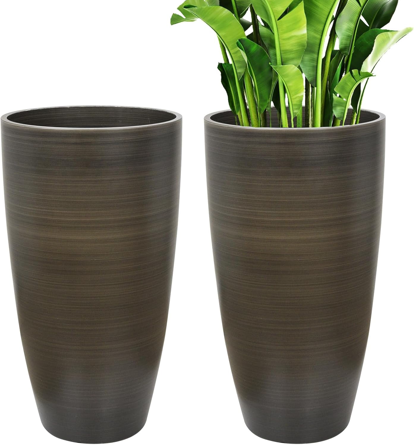 21 inch Tall Planter, Indoor Outdoor Planter Set of 2 Tall Outdoor ...