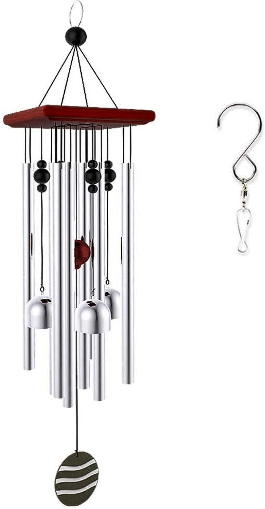21-inch Wooden Wind Chimes with 8 Aluminum Tubes and 4 Bells, Soothing ...