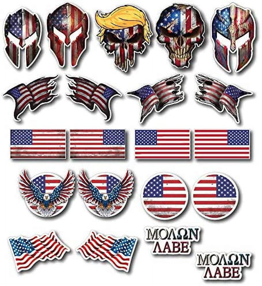 21 pack Hard Hat Patriotic American USA Flag Decal Sticker Combo ...