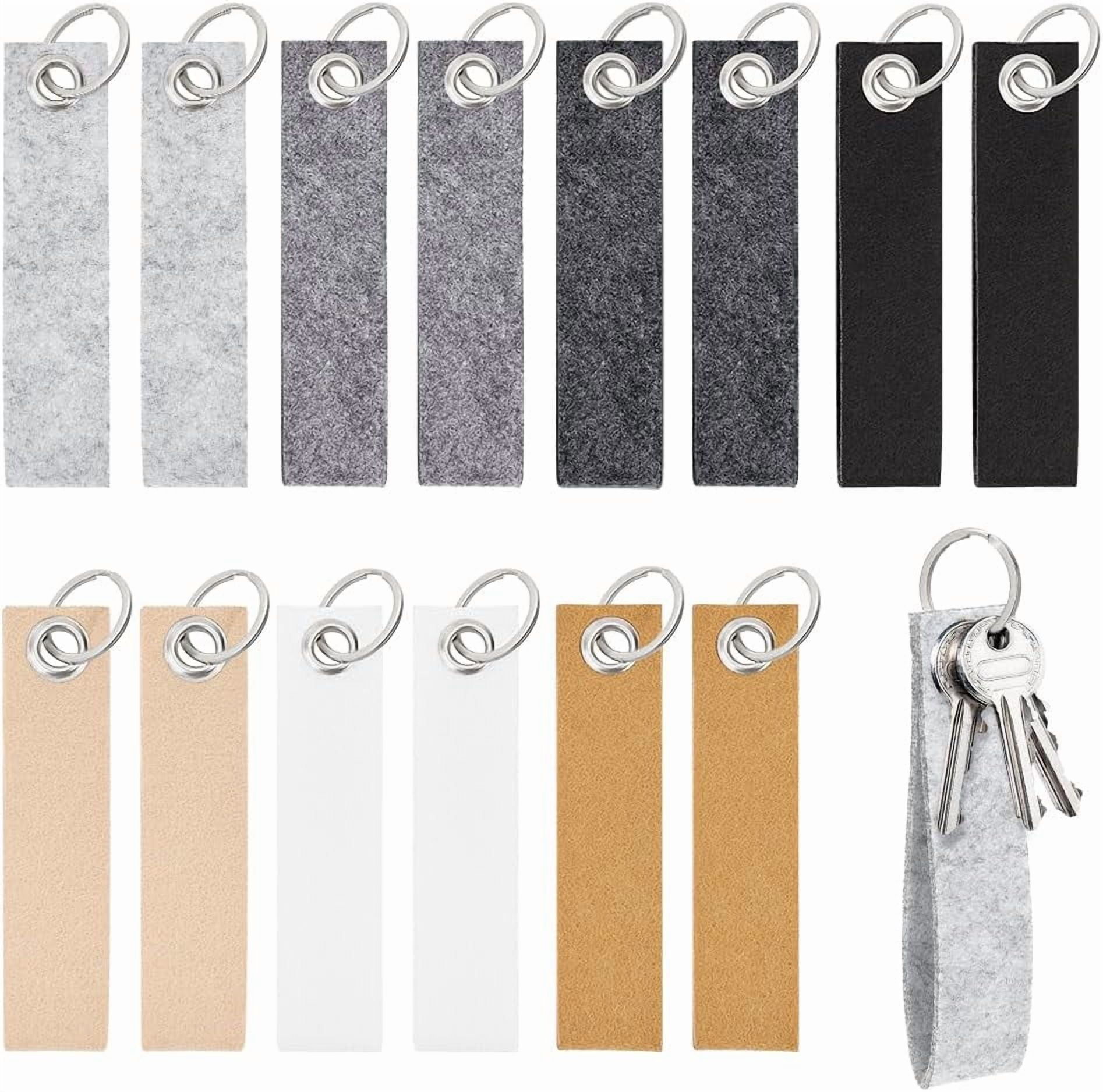 21 pcs Felt Key Rings Colorful Felt Tab Blank Keychain Writeable ...