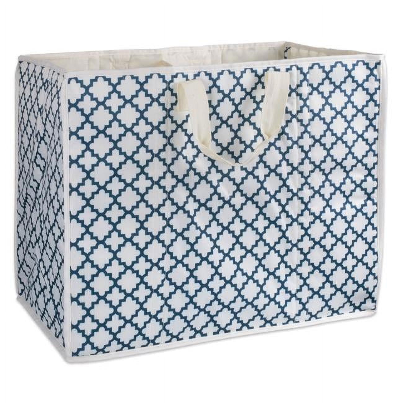 21 x 13.7 x 17 in. Polyester Lattice Rectangle Storage Bin, Navy ...