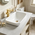 21" x 13" White Durable Ceramic Semi-Recessed Rectangular Sink, Space ...