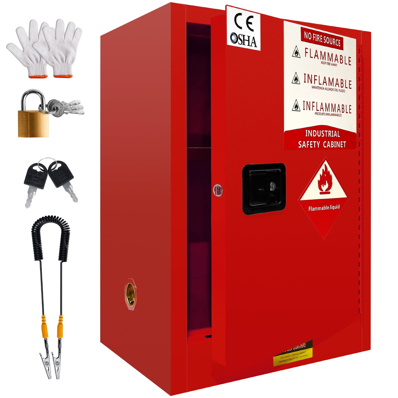 21" x 15" x 31.1" Fireproof Flammable Cabinet, 12 Gallon Galvanized ...