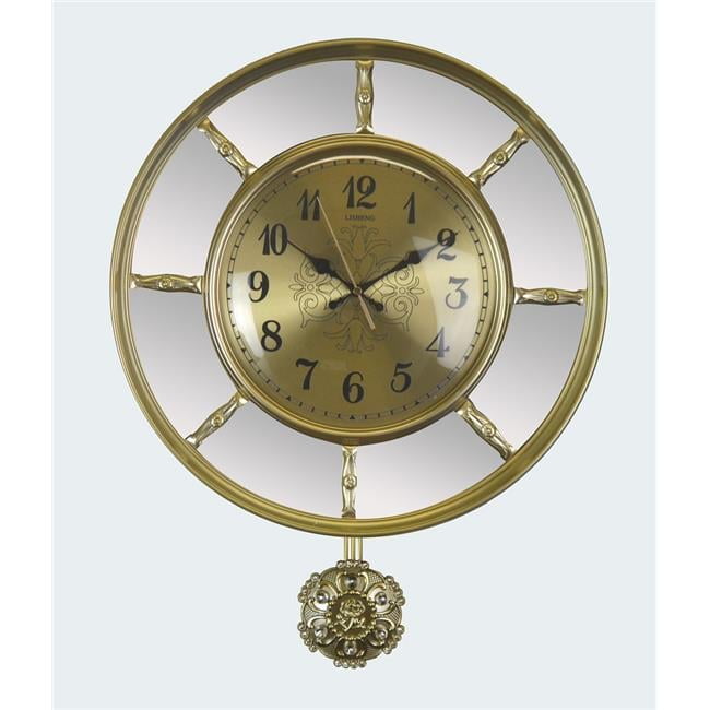 21 x 16 in. Gold Wall Clock With Mirror & Pendulum - Walmart.com