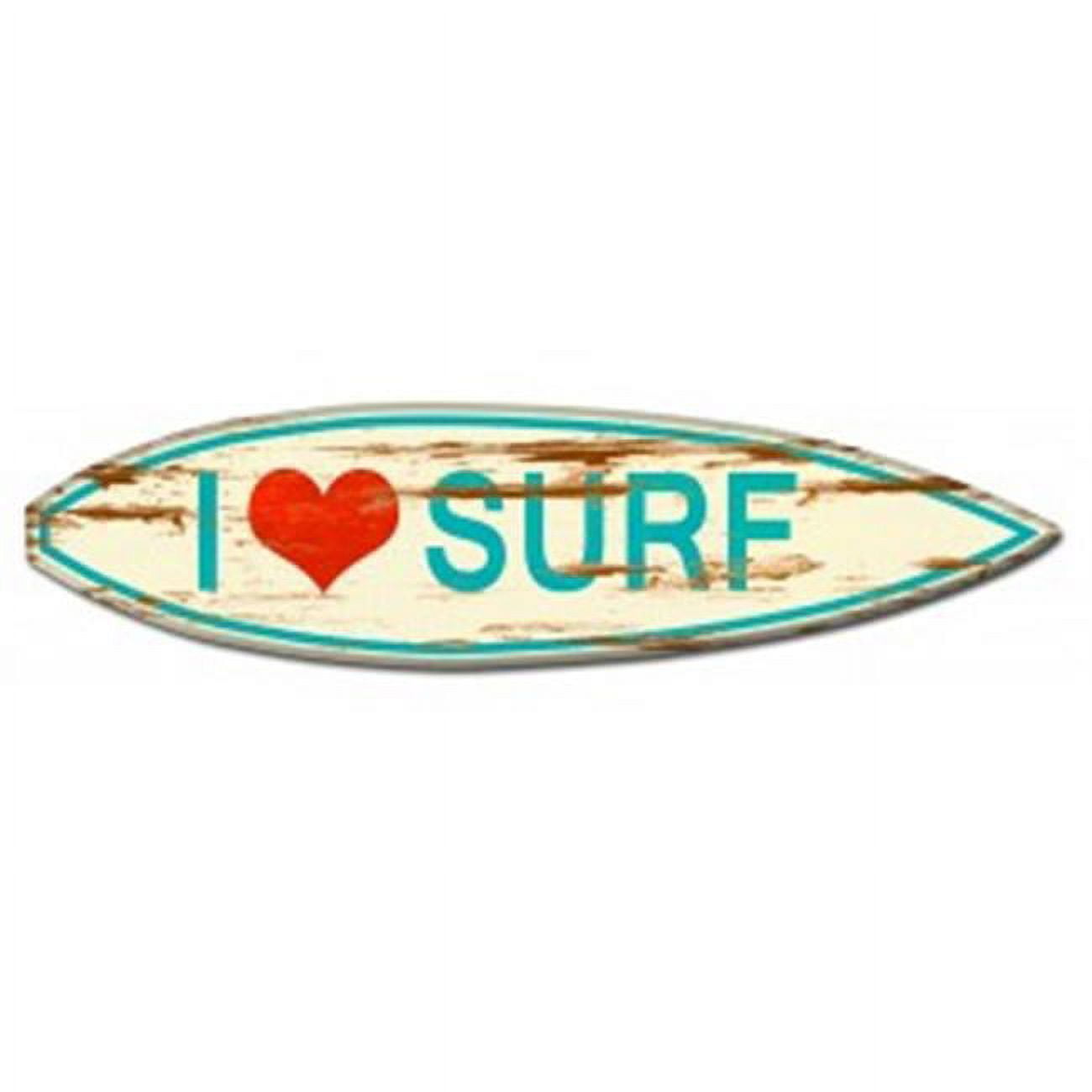 21 x 5 in. I Heart Surf Aqua Surf Board Wood Print - Walmart.com