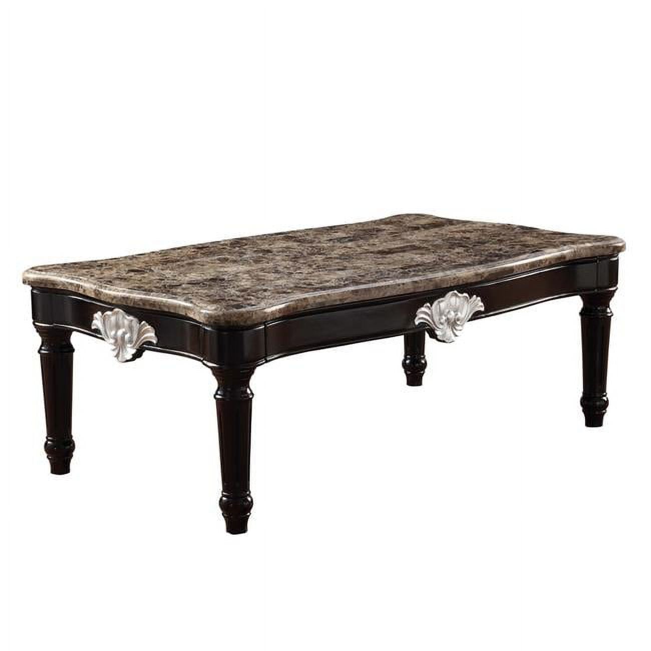 21 x 56 x 32 in. Black & Brown Faux Marble Rectangular Coffee Table ...