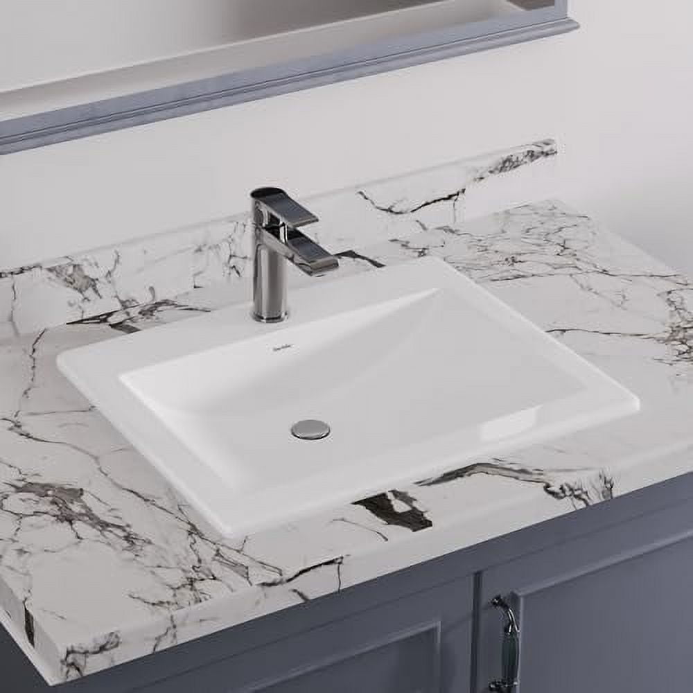21"x18" Drop-In Bathroom Sink Ceramic Rectangle Vessel Sink with ...