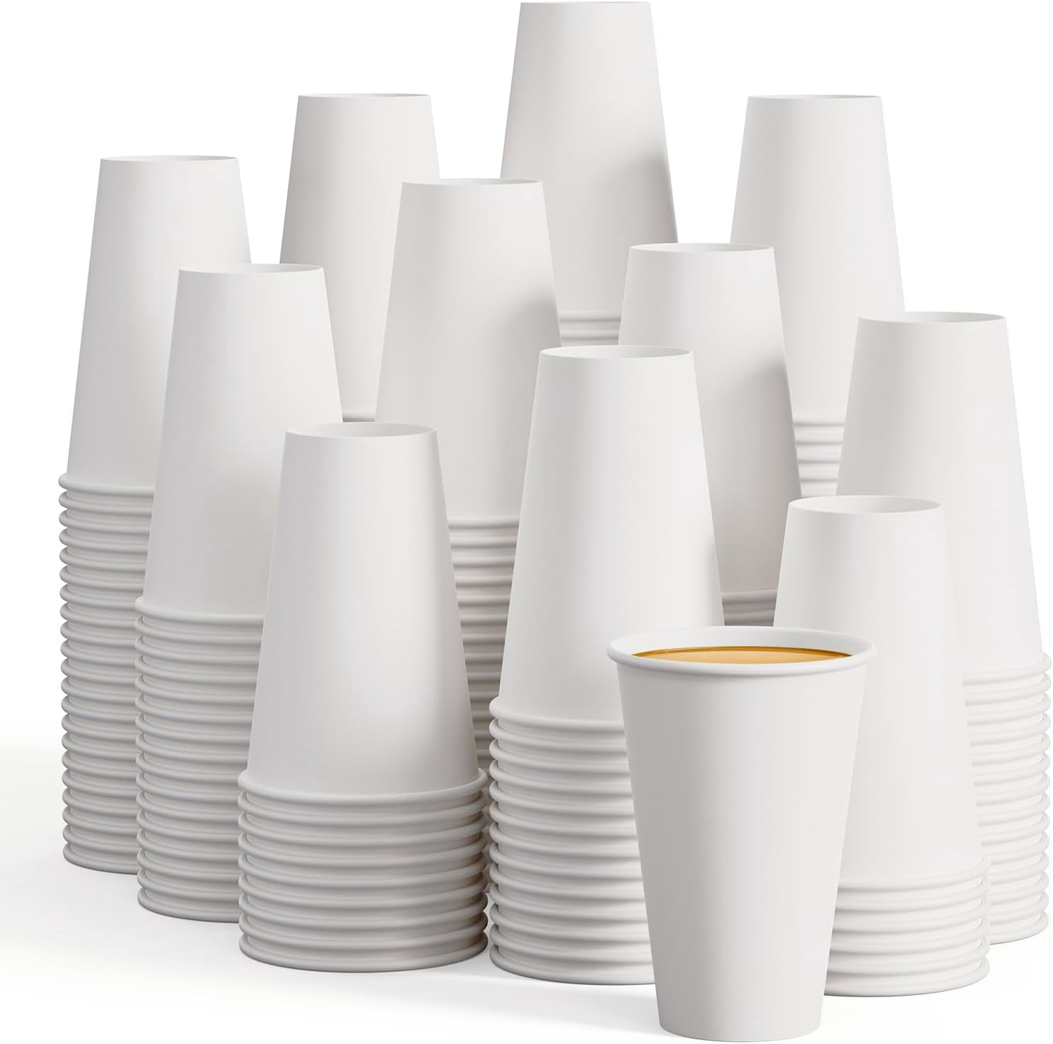 210 Pack 16 oz Disposable Paper Coffee Cups, Hot and Cold Beverage Cups ...