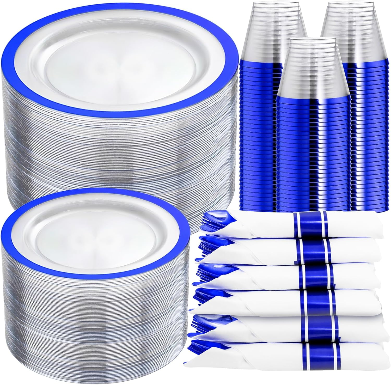 210 Pcs Clear and Red Plastic Plates, Disposable Dinnerware Set ...