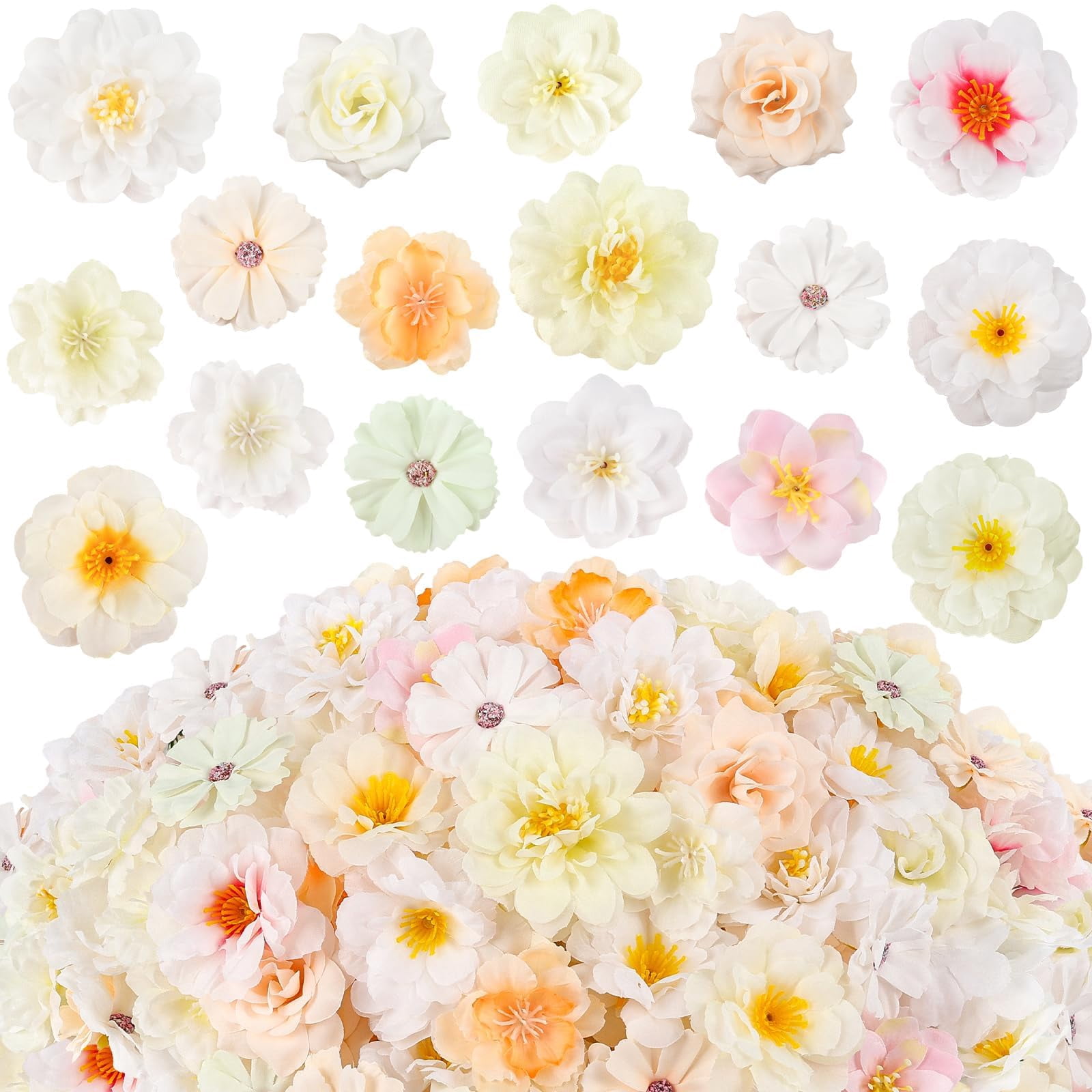 210 Pcs Mini Artificial Flower Heads Faux Rose Daisy Sunflower Bulk For ...