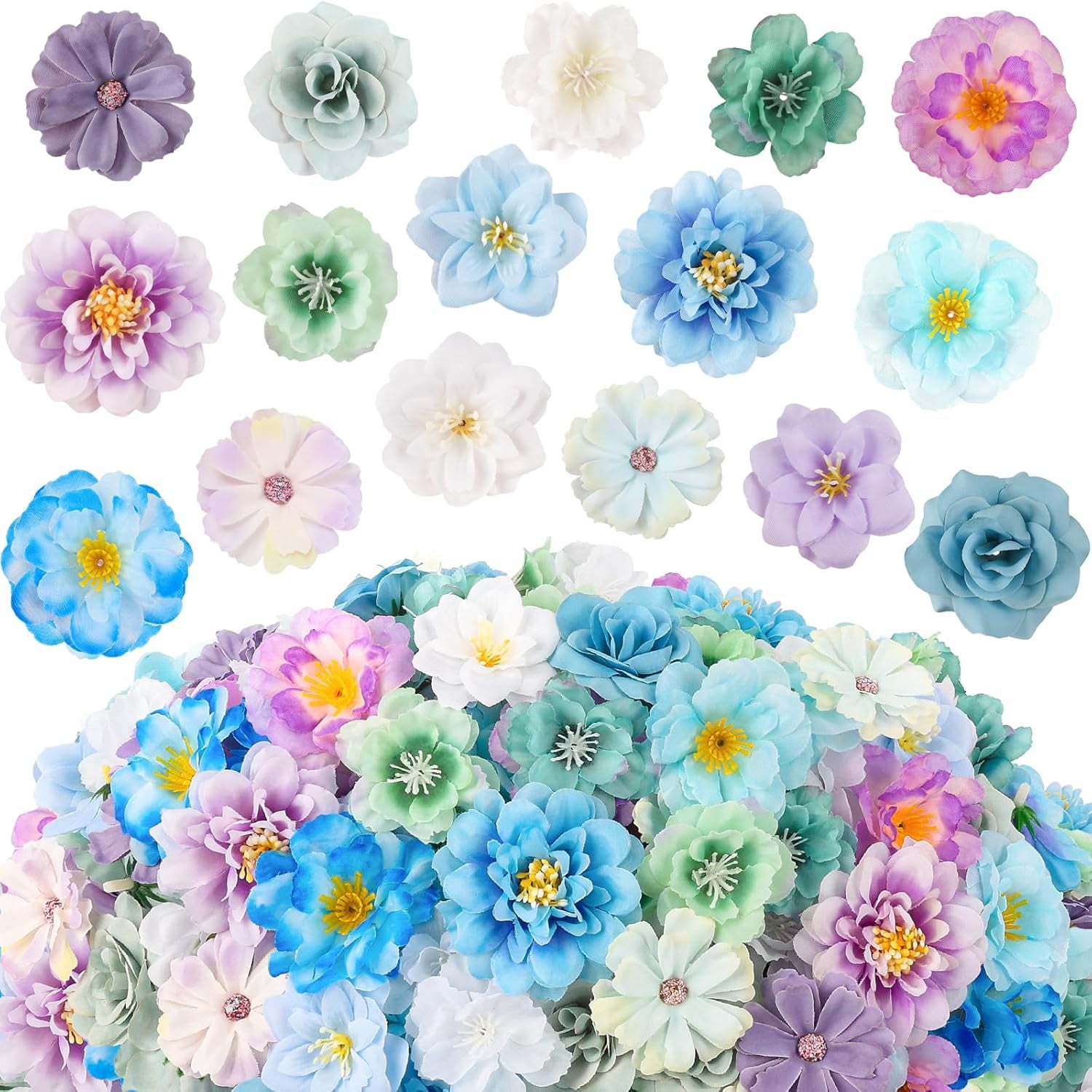 210 Pcs Mini Silk Flower Heads Small Fake Rose Daisy Faux Flowers Bulk ...