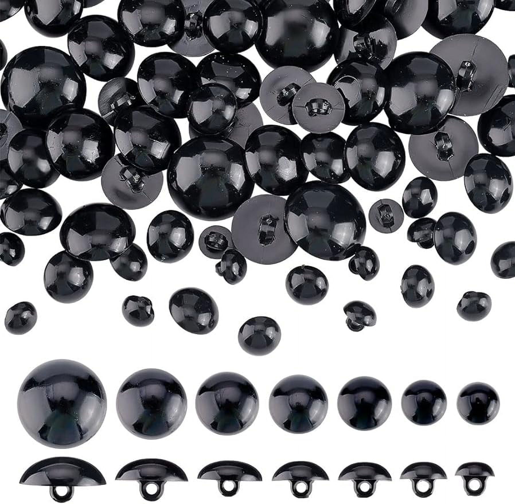 210 Pcs Plastic Button Black Mushroom Sewing Buttons with 1 Hole Craft ...