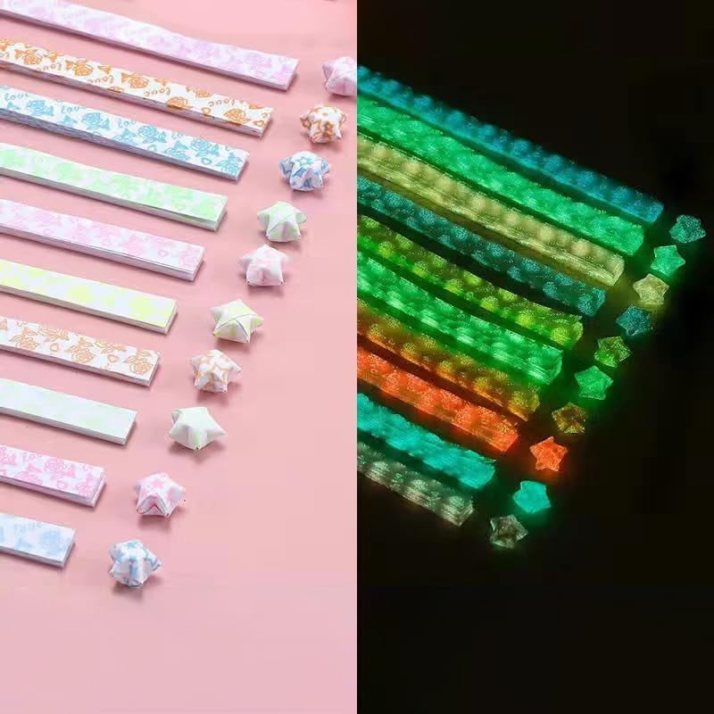 210 Sheets 10 Colors Luminous Lucky Star Origami Paper Folding Stripe ...