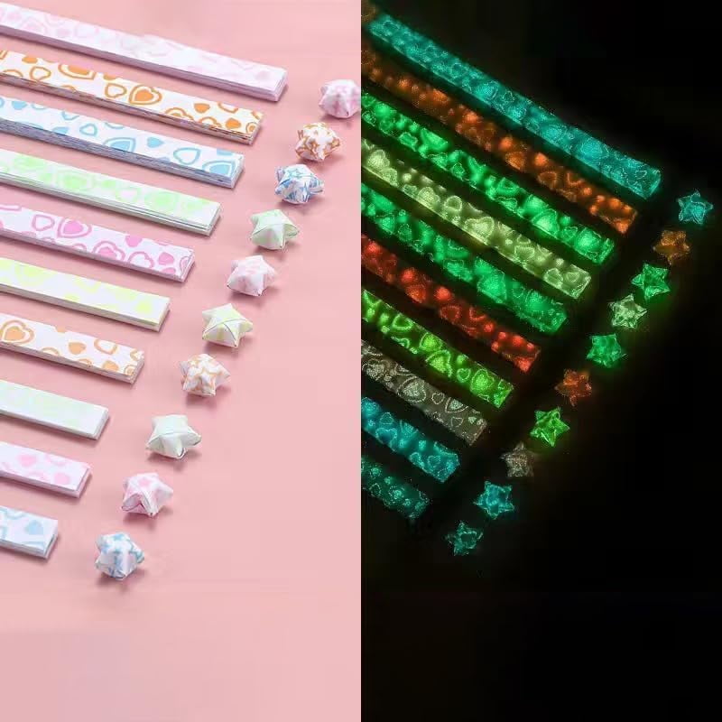 210 Sheets 10 Colors Luminous Lucky Star Origami Paper Folding Stripe ...