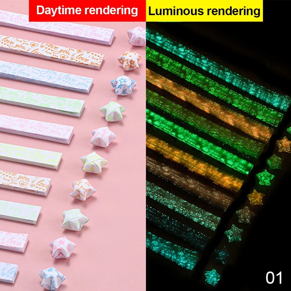 210 Sheets Luminous Origami Stars Paper 10 Colors Strips Lucky Star Decor Folding Paper Craft ...