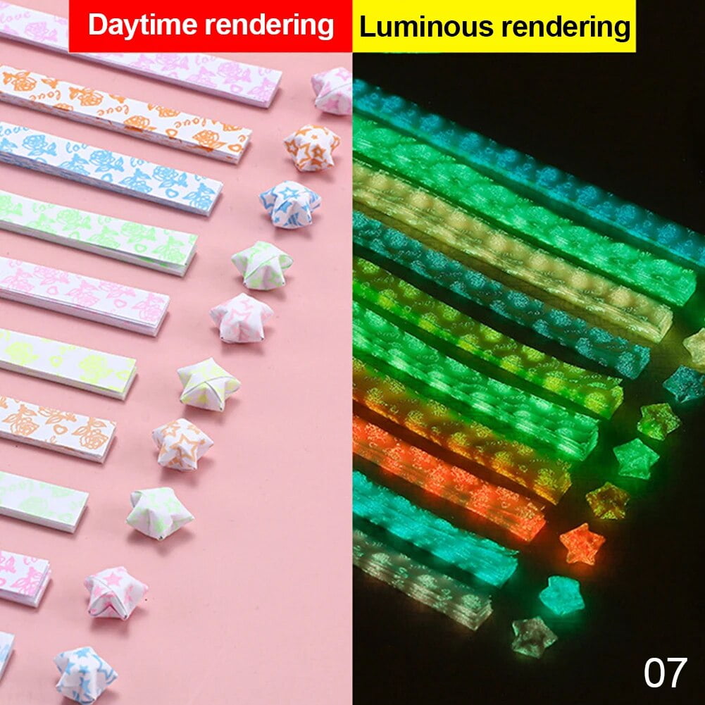 210 Sheets Luminous Origami Stars Paper 10 Colors Strips Lucky Star Decor Folding Paper Craft ...