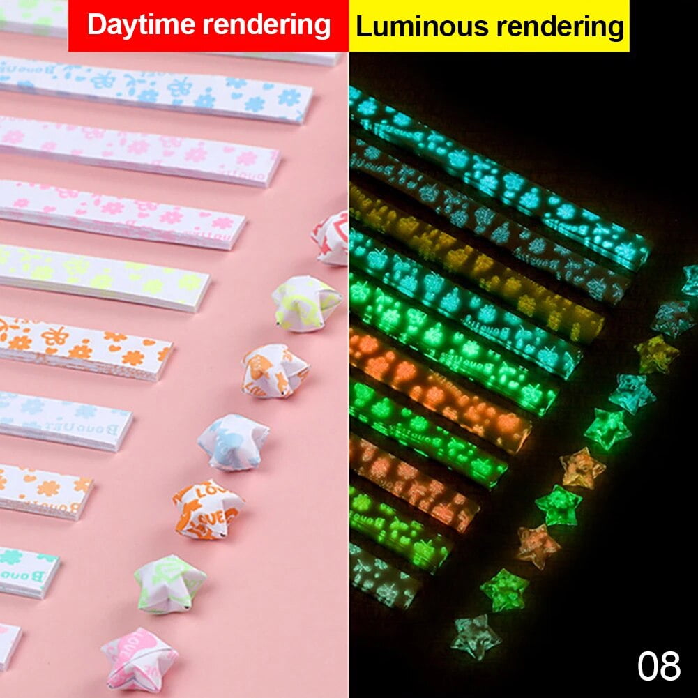 210 Sheets Luminous Origami Stars Paper 10 Colors Strips Lucky Star ...
