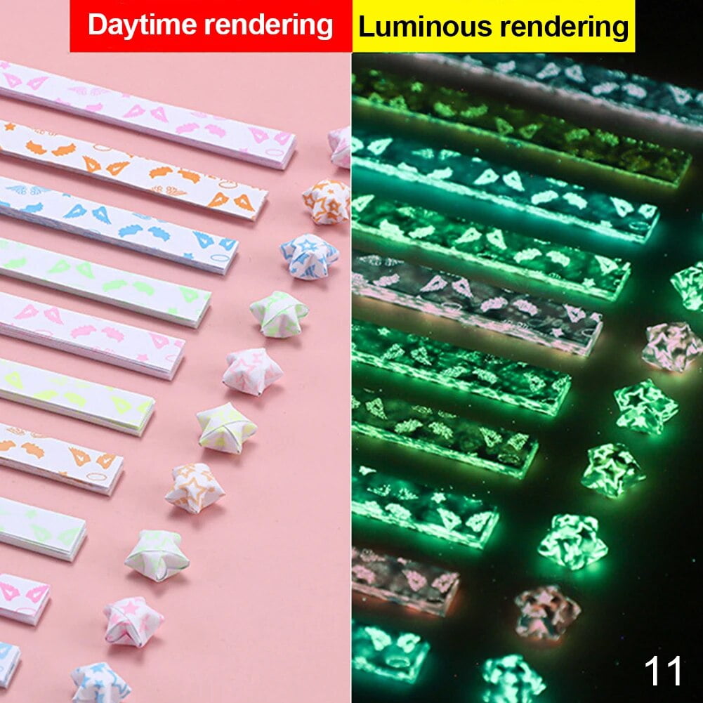 210 Sheets Luminous Origami Stars Paper 10 Colors Strips Lucky Star Decor Folding Paper Craft ...
