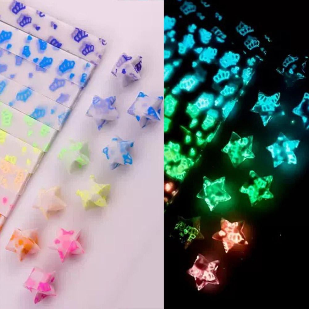 210 Strips Folding Origami Paper Luminous Lucky Wish in Dark Glows the ...