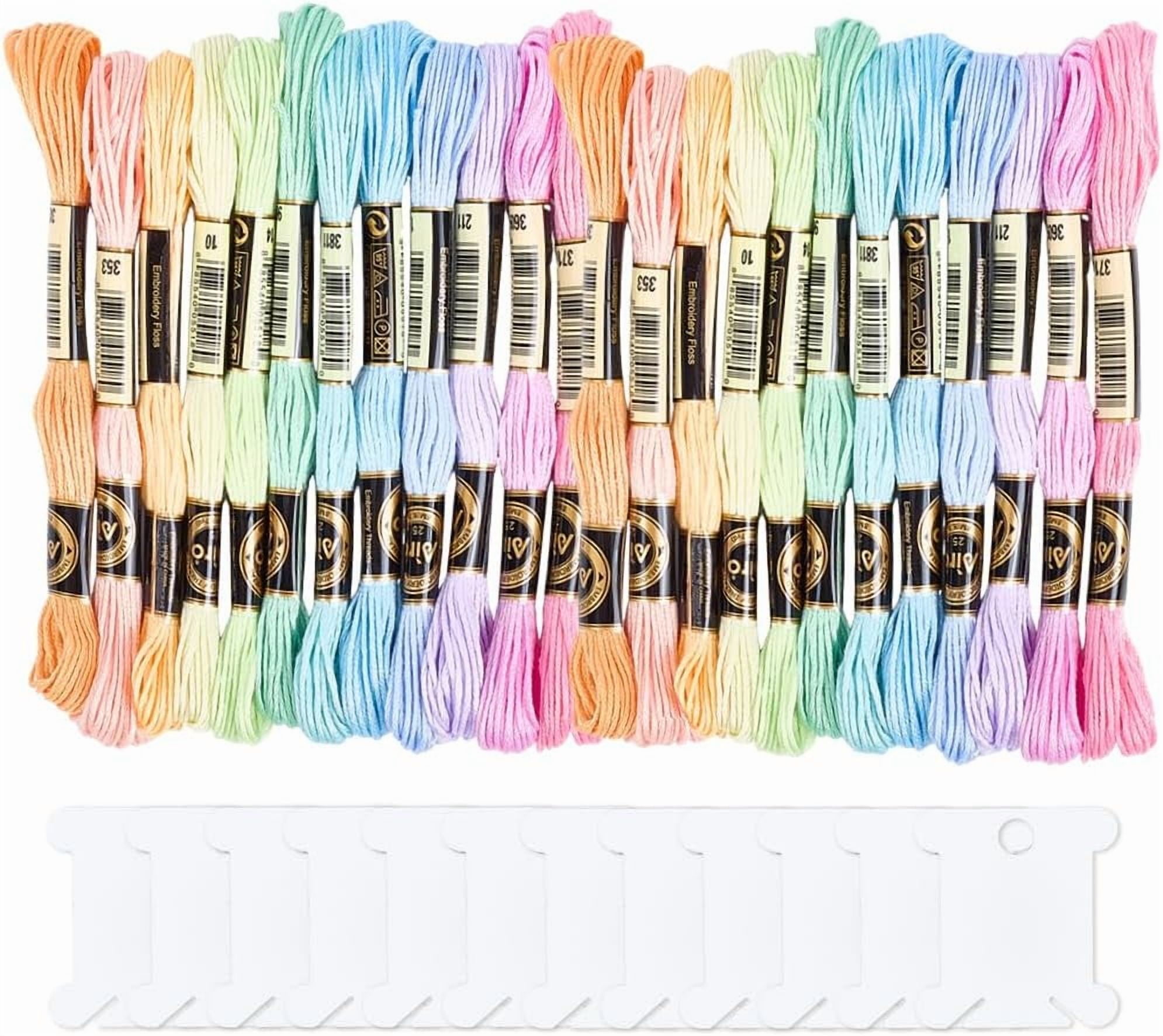 210 Yards 24 Skeins Colorful Stitch Threads Polyester Embroidery Floss ...