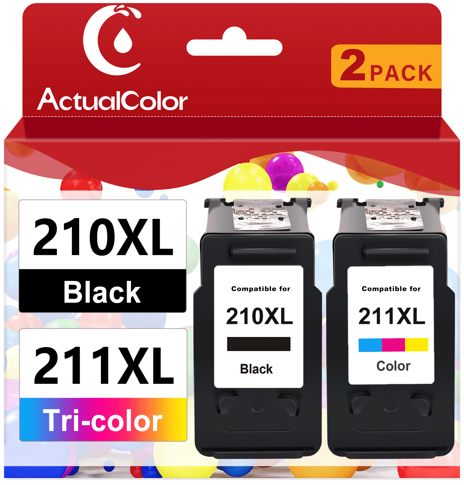 ACTUALCOLOR C, 210XL 211XL Ink Cartridge, Black Tri-Color, High Yield ...