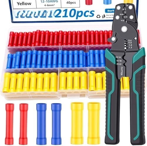 210 count Wire connectors with Crimping Tool 22-10AWG Splice Connectors ...