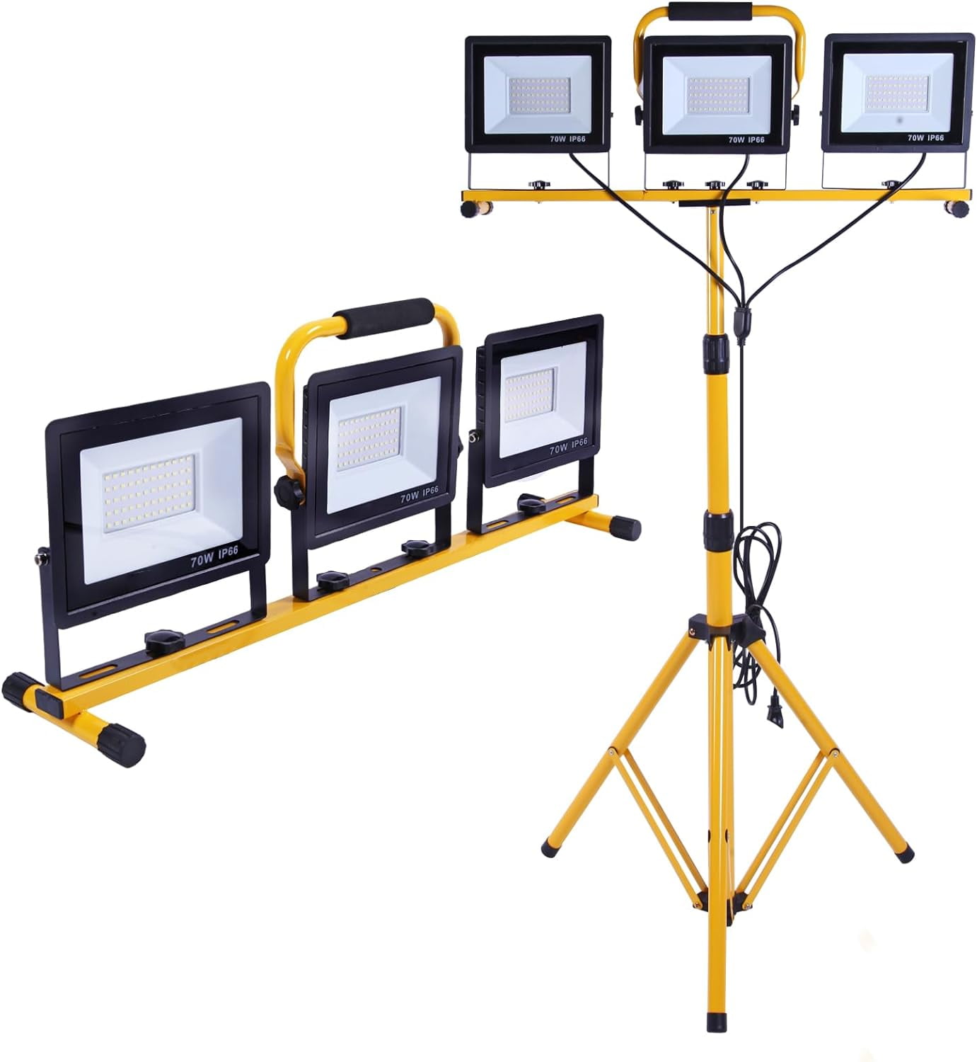 21000 Lumen Work Lights with Stand, 3 Adjustable Head LED Work Light ...