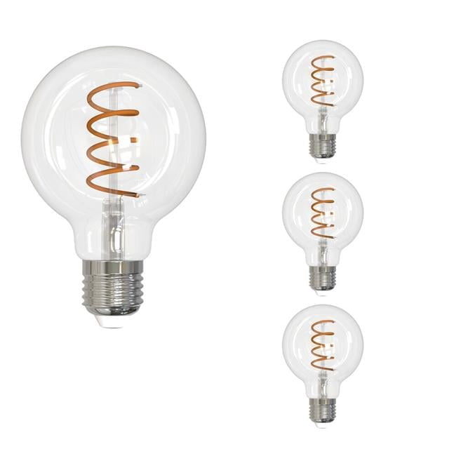 2100K 350 Lumen 4.5 watt LED Curved Filament Dimmable G25 Light Bulbs ...