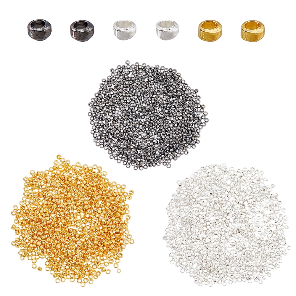 2100Pcs 3 Colors Rondelle Brass Crimp Beads Mixed Color 1.5mm Hole: 0 ...