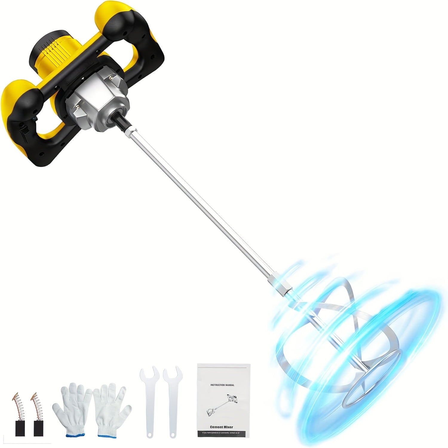 2100W Electric Cement Mixer - 6 Speeds, 110V Handheld Mud Mixer for Mortar, Paint, Grout ...