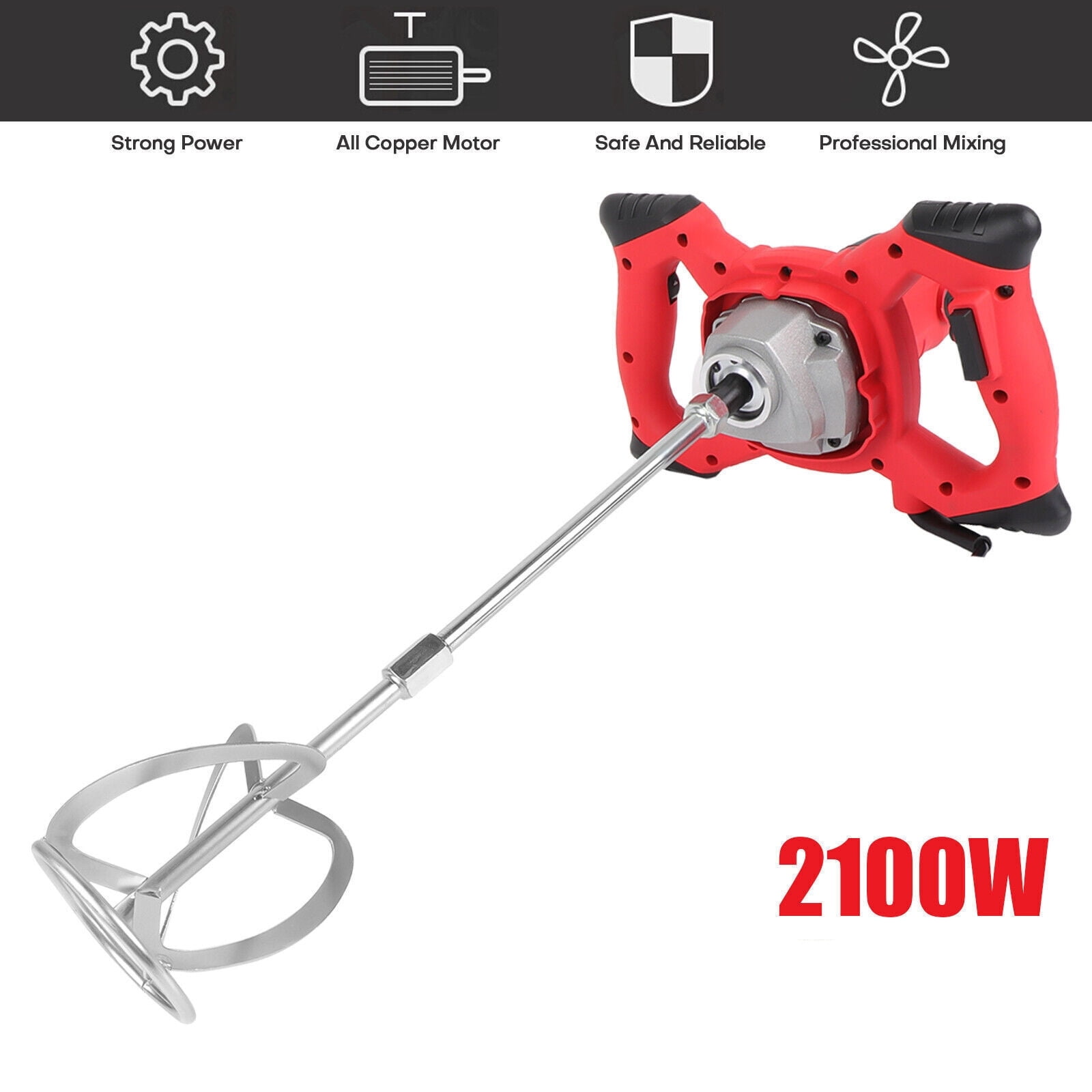 2100W Handheld Reusable Electric Concrete Cement Mixer, Adjustable 6 ...