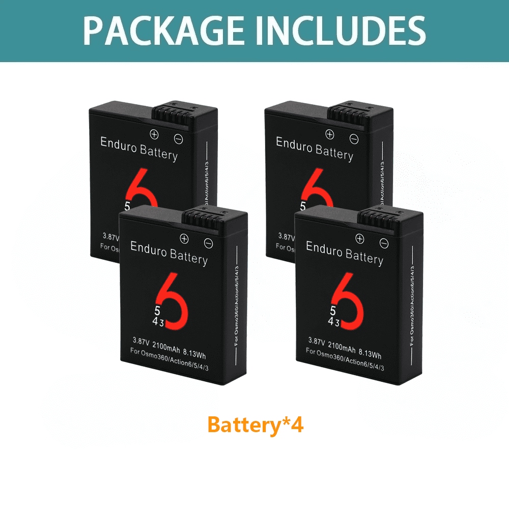 2100mAh Replacement Battery and 3-Slot LED Charger for DJI Osmo Action ...
