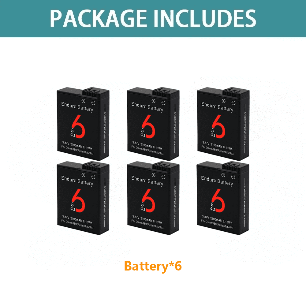 2100mAh Replacement Battery and 3-Slot LED Charger for DJI Osmo Action ...
